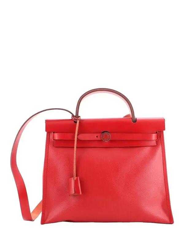 Hermès 31 Herbag Zip Berline Vache Canvas And Leather - Red