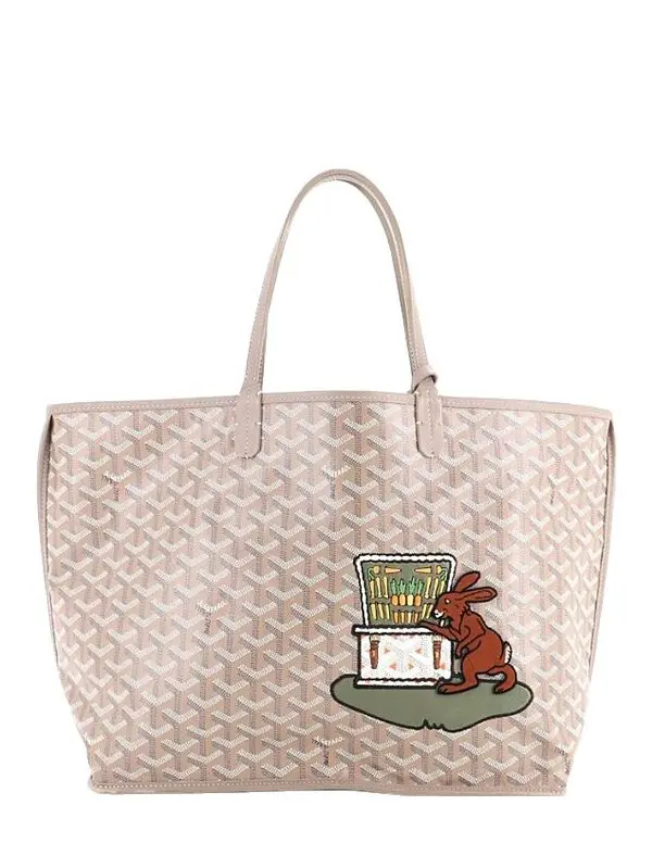 Goyard Pm Anjou Reversible Tote Embroidered Coated Canvas - Gray