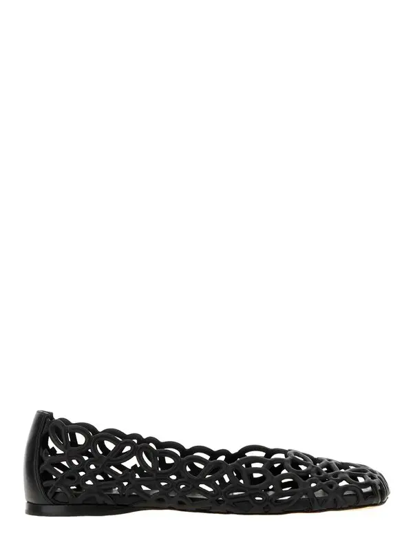 Loewe Leather Petal Anagram Ballerinas - Black