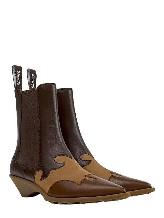Camper Anita Leather Chelsea Bootie - Brown