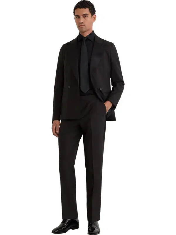 REISS Tommy Wool Classic-fit Tuxedo Suit Trousers - Brown