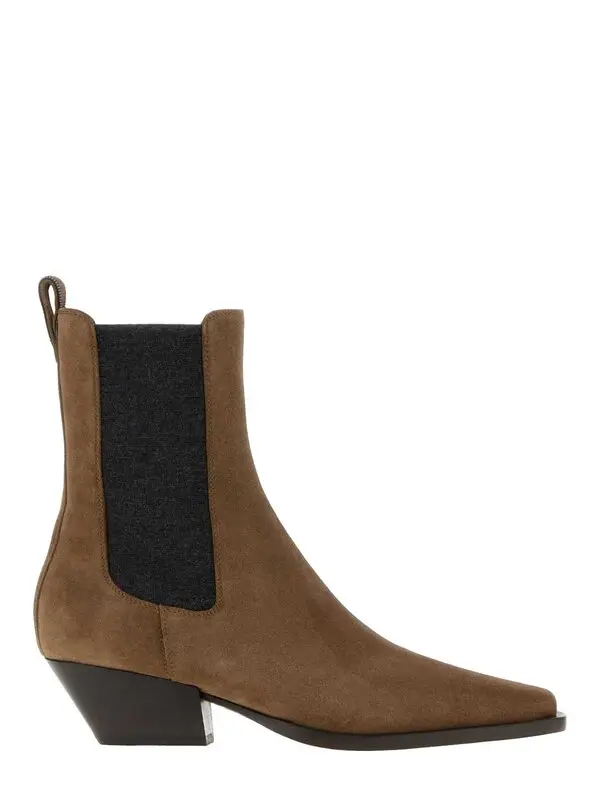 Brunello Cucinelli Mud Suede Ankle Boots - Brown