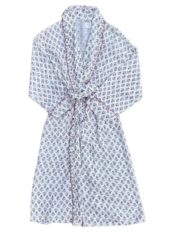 WOOWOO LONDON Tallis Muslin Dressing Gown - Blue