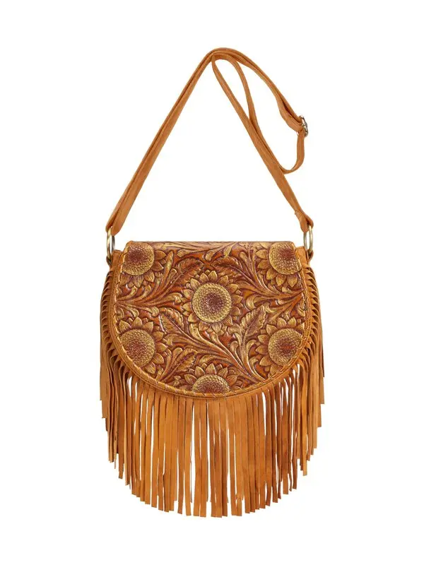 JODI LEE Anahita Sunflower Bag Antique Medium Gold Dark Tan - Brown