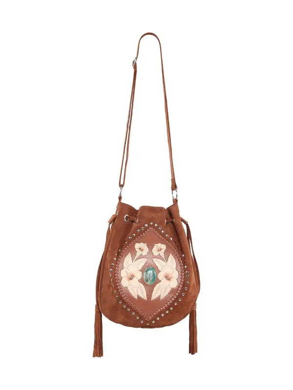 JODI LEE Hula Hibiscus Pouch Bag Tobacco - Brown