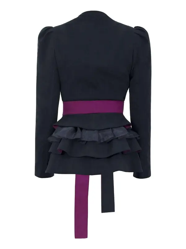 TIA DORRAINE Meets Royal Ruffled Blazer & Purple - Black