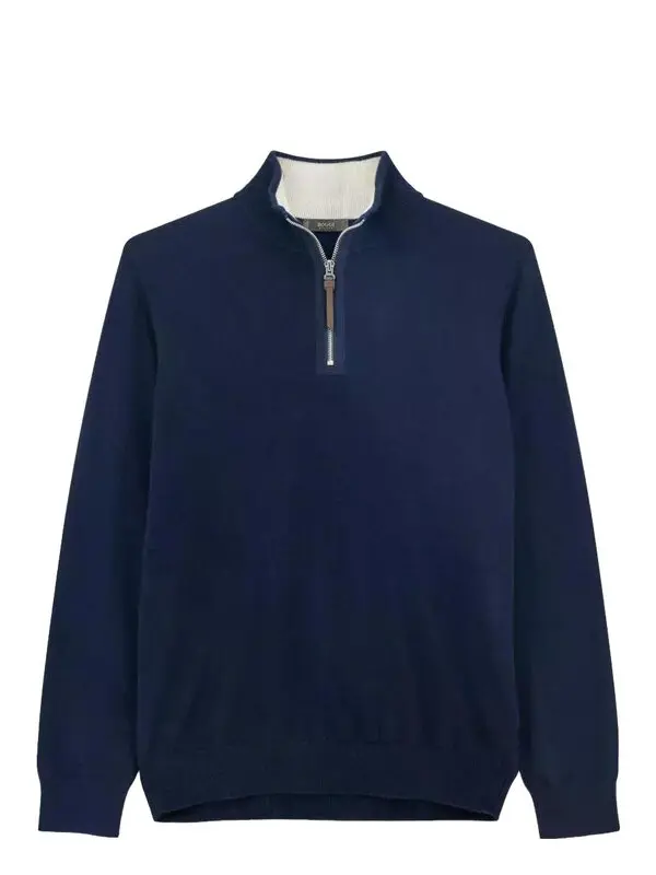 Boggi Milano Quarter-zip Jumper In Cashmere - Blue