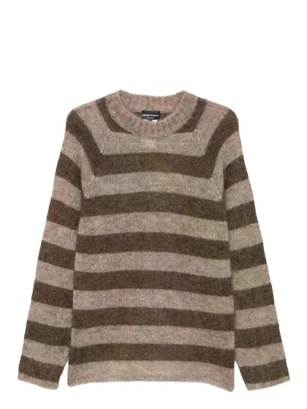Emporio Armani Striped Mohair-blend Sweater - Brown