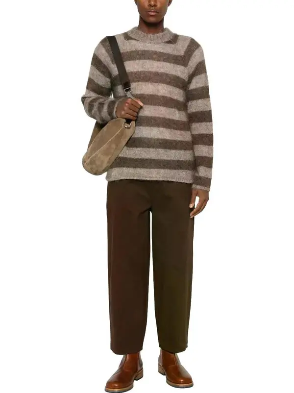 Emporio Armani Striped Mohair-blend Sweater - Brown