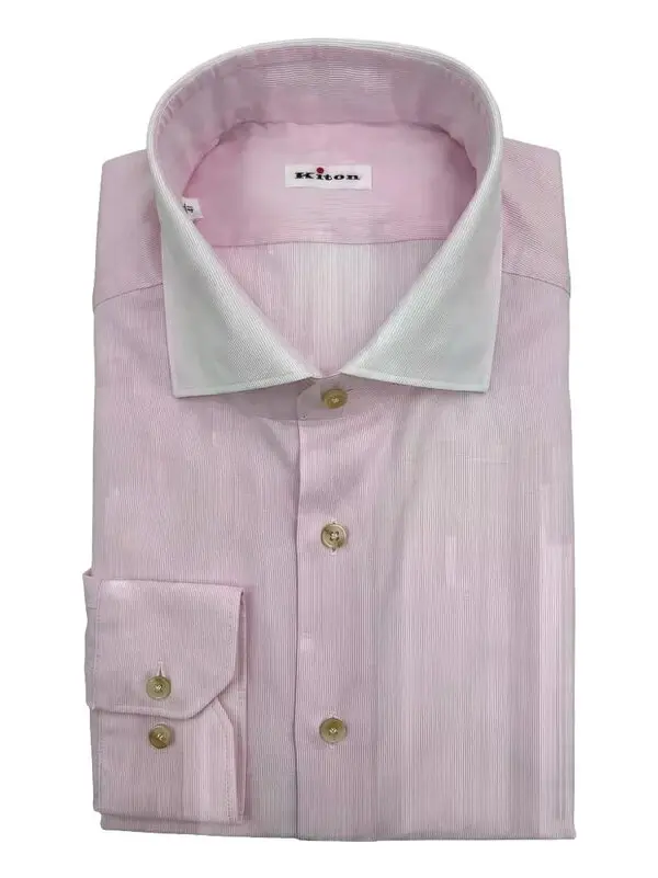 Kiton Striped Contrast-collar Shirt - Pink