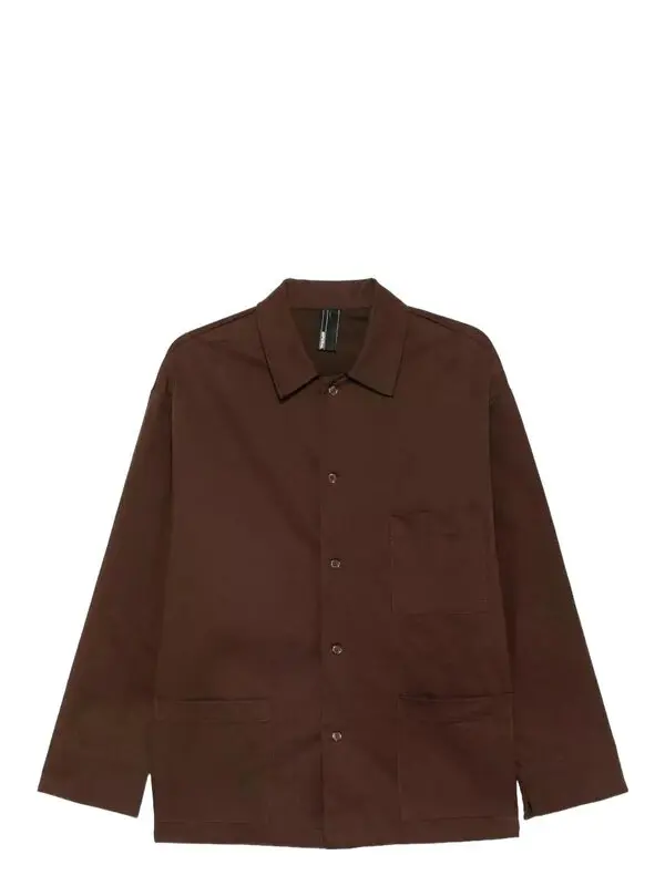 Imperial Button-up Patch-pocket Shirt Jacket - Brown