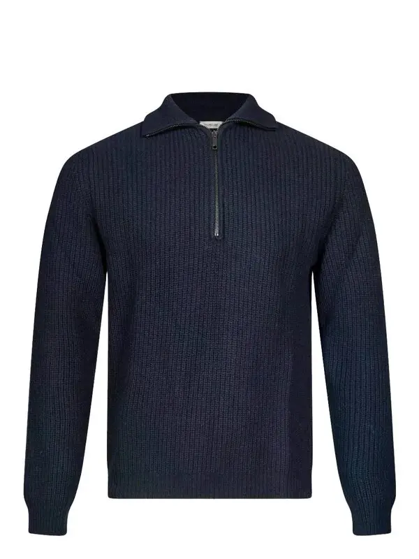 MANIFATTURE DEL NORD Half-zip Sweater - Blue