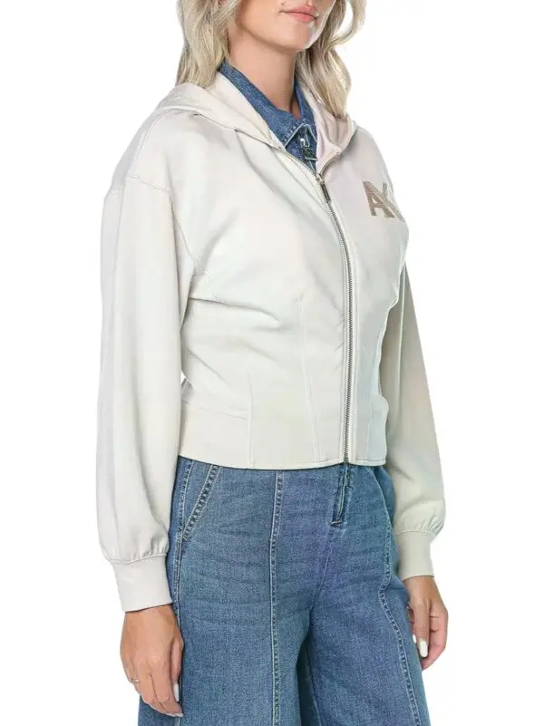 Armani Exchange Logo-patch Zip-up Hoodie - Neutrals