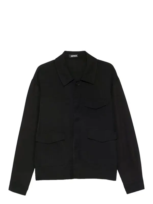 Imperial Button-up Flap-pocket Shirt Jacket - Black