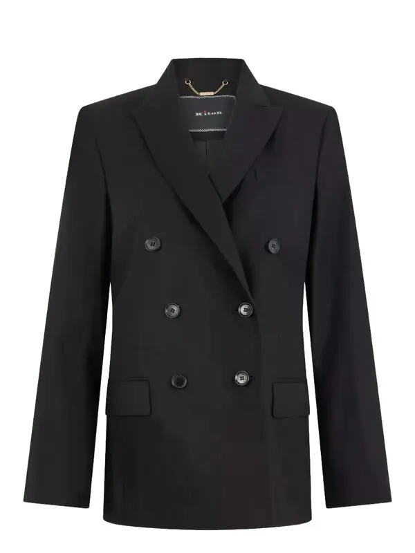 Kiton Double-breasted Blazer - Black