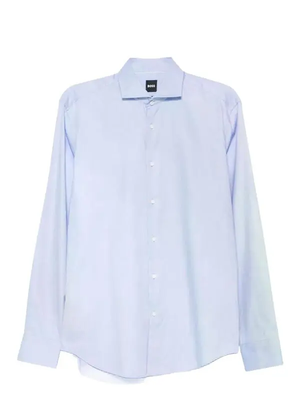 BOSS Herringbone Spread-collar Shirt - Blue