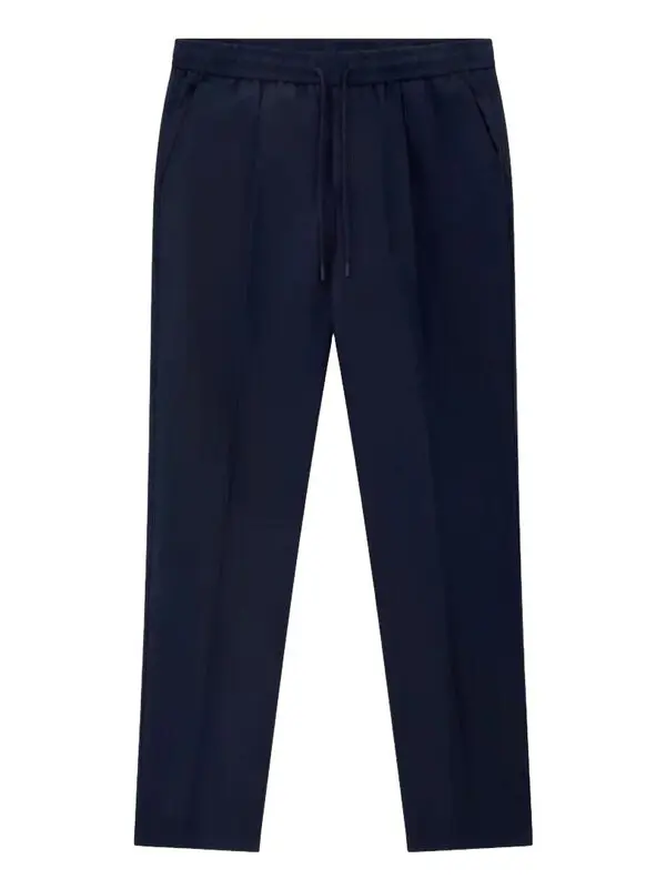 Boggi Milano City Trousers In Mélange Wool Flannel - Blue