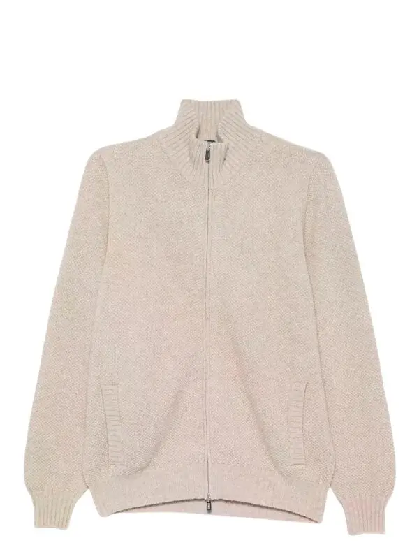Fedeli Zip-up Waffle-knit Sweater - Neutrals