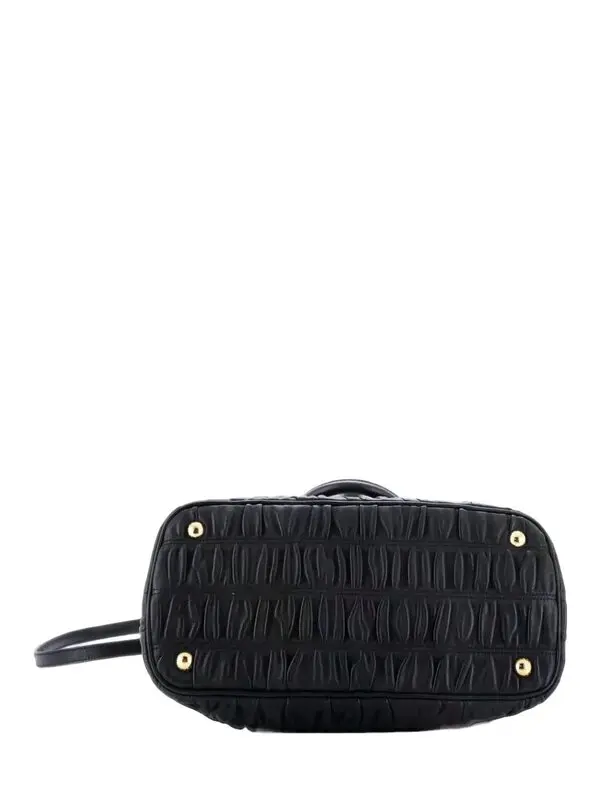 Prada Gaufre Convertible Tote Nappa Leather Small Satchel - Black