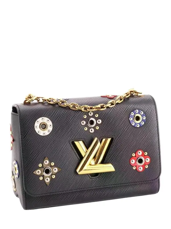 LOUIS VUITTON Twist Handbag Limited Edition Flower Embellished Epi Leather Mm Crossbody Bag - Black