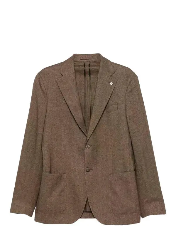 L.B.M. 1911 Herringbone-pattern Single-breasted Blazer - Brown