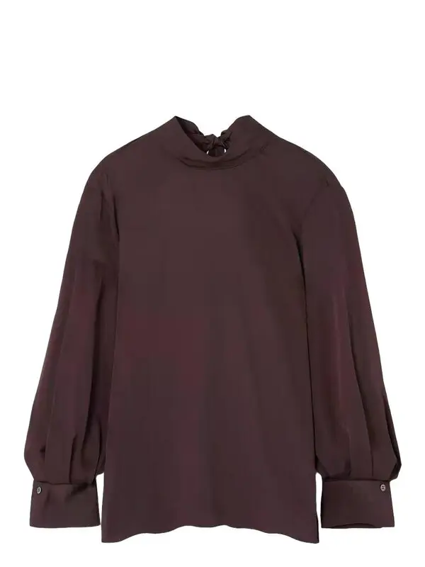 Theory Blouson-sleeve Silk Blouse - Brown