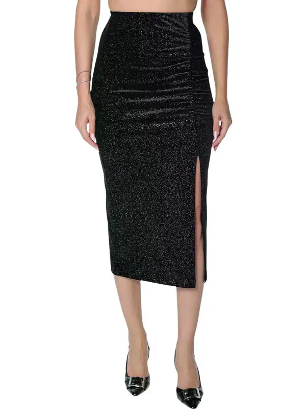 Armani Exchange Ruched Side-slit Midi Skirt - Black