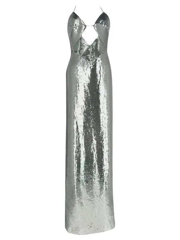 Galvan Kite Sequined Cutout Maxi Dress - Silver