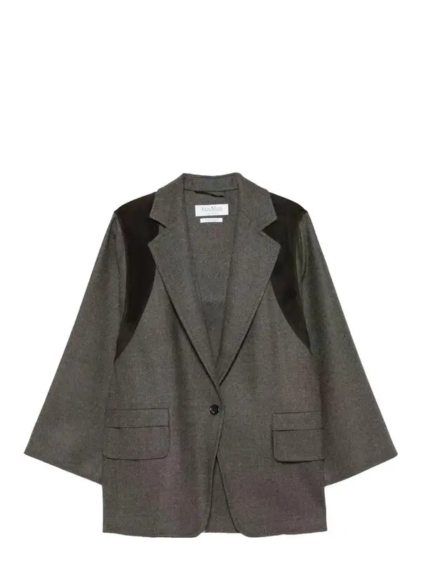 Max Mara Suede-panel Notched-lapel Jacket - Grey