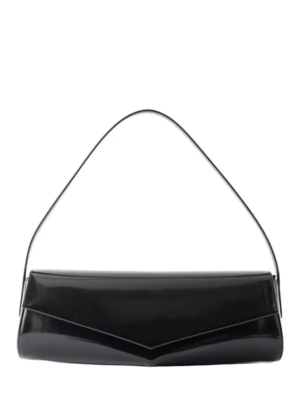 JIL SANDER Kante Patent-leather Shoulder Bag - Black