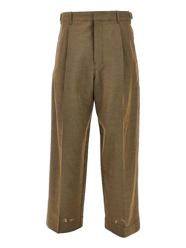 LEMAIRE Wool And Mohair Tailored Pants With Pleat - Khaki