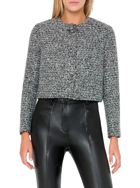 MILLY Selena Cropped Jacket - Grey Multi