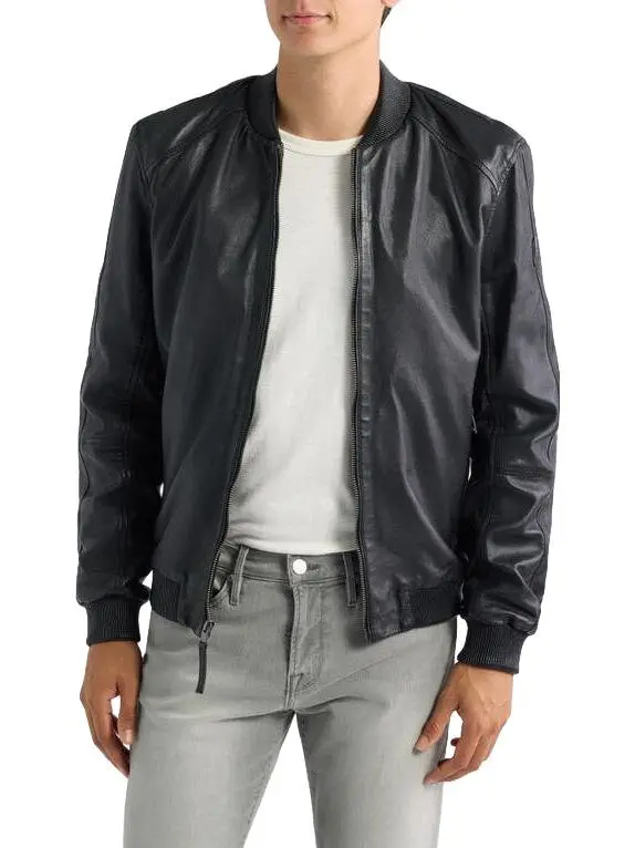Mauritius Glashy Leather Bomber Jacket - Black