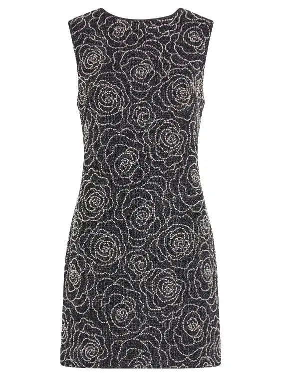 MILLY Ivette Beaded Minidress - Black/silver