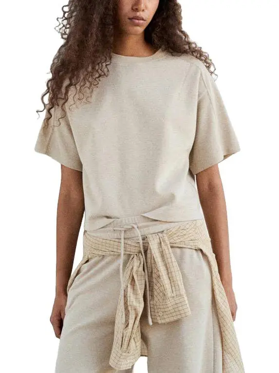 Mango Seam Detail T-shirt - Ecru