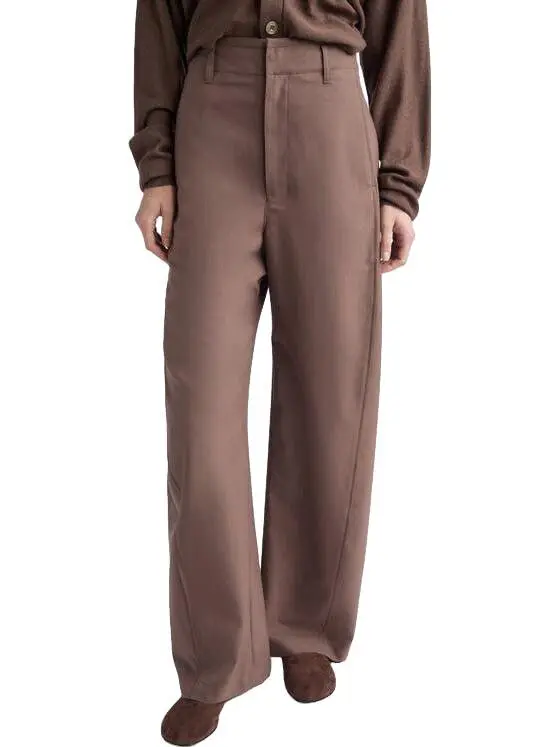 LEMAIRE Curved Seam Wide Leg Pants - Nutmeg