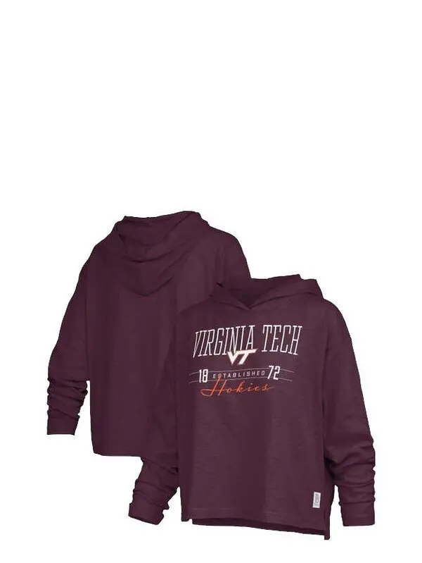 PRESSBOX Virginia Tech Hokies Castillo Slub Waist Length Long Sleeve Hooded T-shirt - Maroon