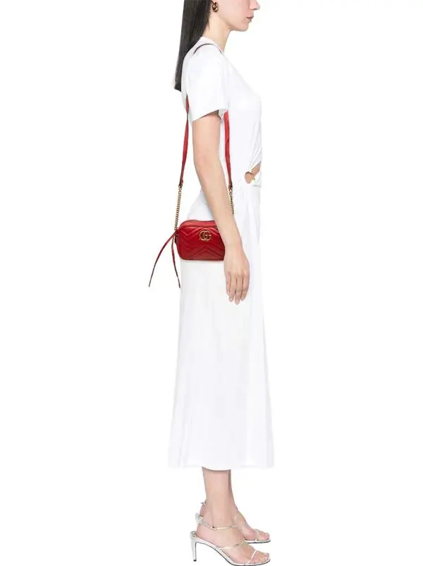 Gucci 2016-2026 Mini Gg Marmont Matelasse Calfskin Crossbody Bag - Red