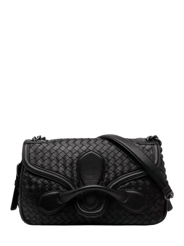 Bottega Veneta 2012-2026 Nappa Intrecciato Rialto Shoulder Bag - Black