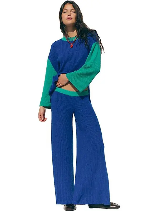 Free People Around The Block Pant Set - Bellwether Blue Combo