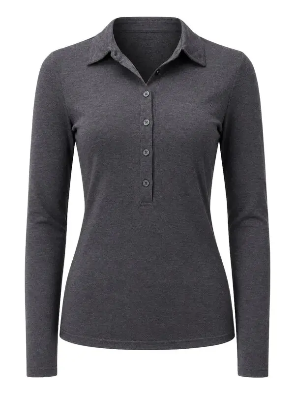 ATS THE LABEL Kian Button Collar Top - Grey