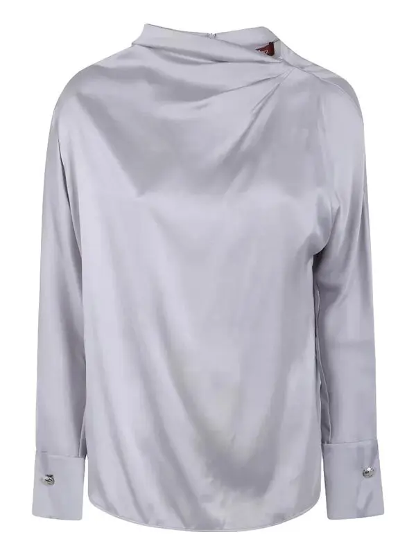 Max Mara Draped Silk Shirt - Grey