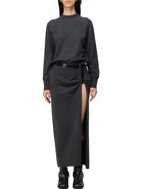 Coperni Belted Side-slit Maxi Dress - Grey