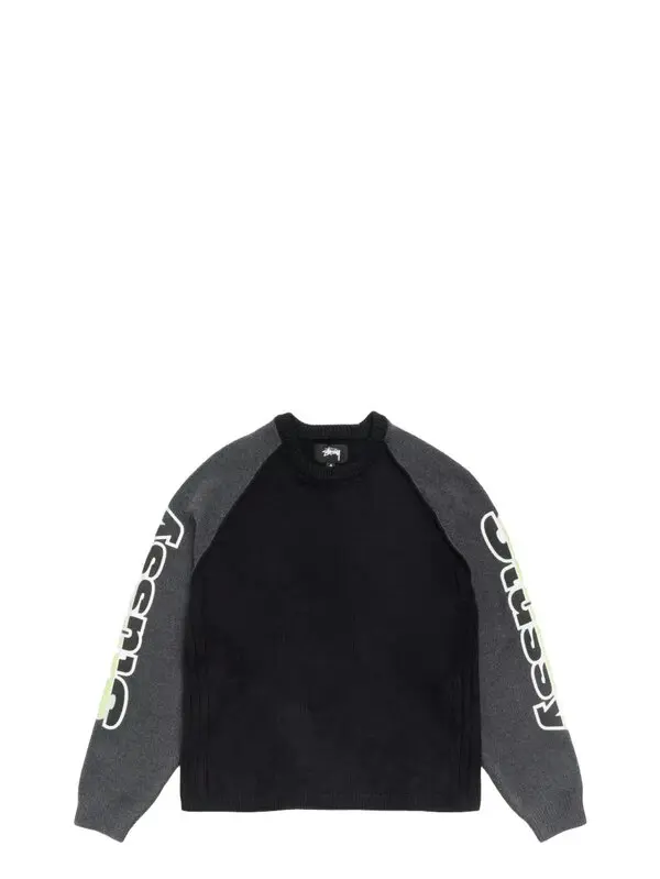 StÜssy Logo-print Raglan-sleeves Sweatshirt - Black