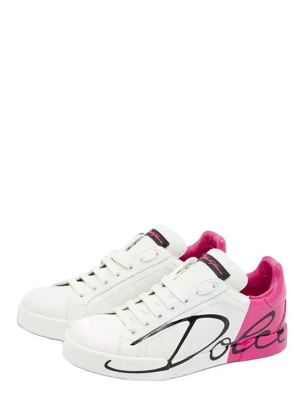 Dolce & Gabbana Portofino Script Sneakers - White
