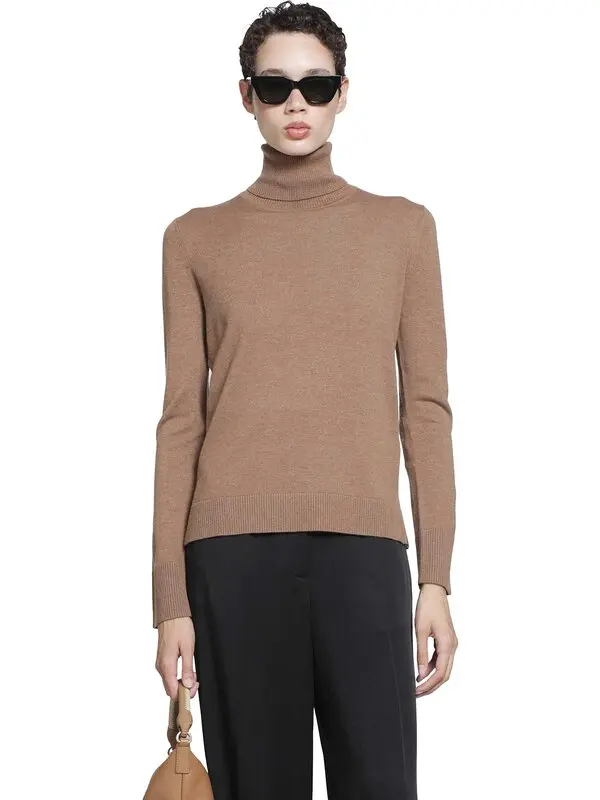 Max Mara Wool Turtleneck Top - Beige