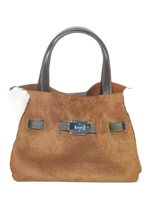Dkny Bryar Shearling-trim Shoulder Bag - Brown