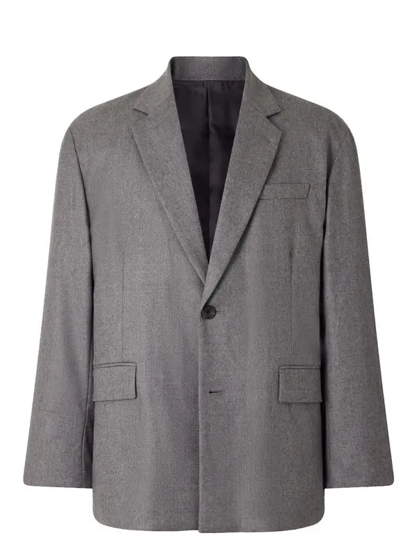 SSSTEIN Oversized Wool-blend Flannel Blazer - Gray