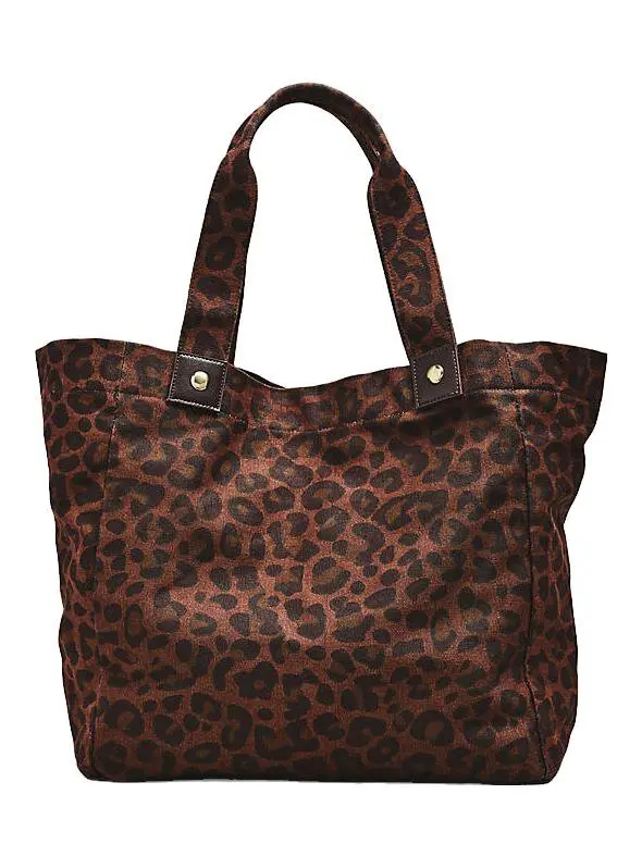 Anthropologie 100% Cotton Large Tote Bag - Leopard