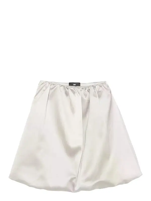 LII Satin-finish Bubble-hem Mini Skirt - Grey
